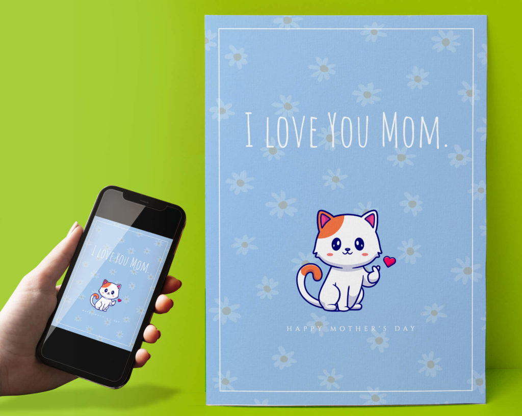 DIY Cat Mother's day Card - Template Online