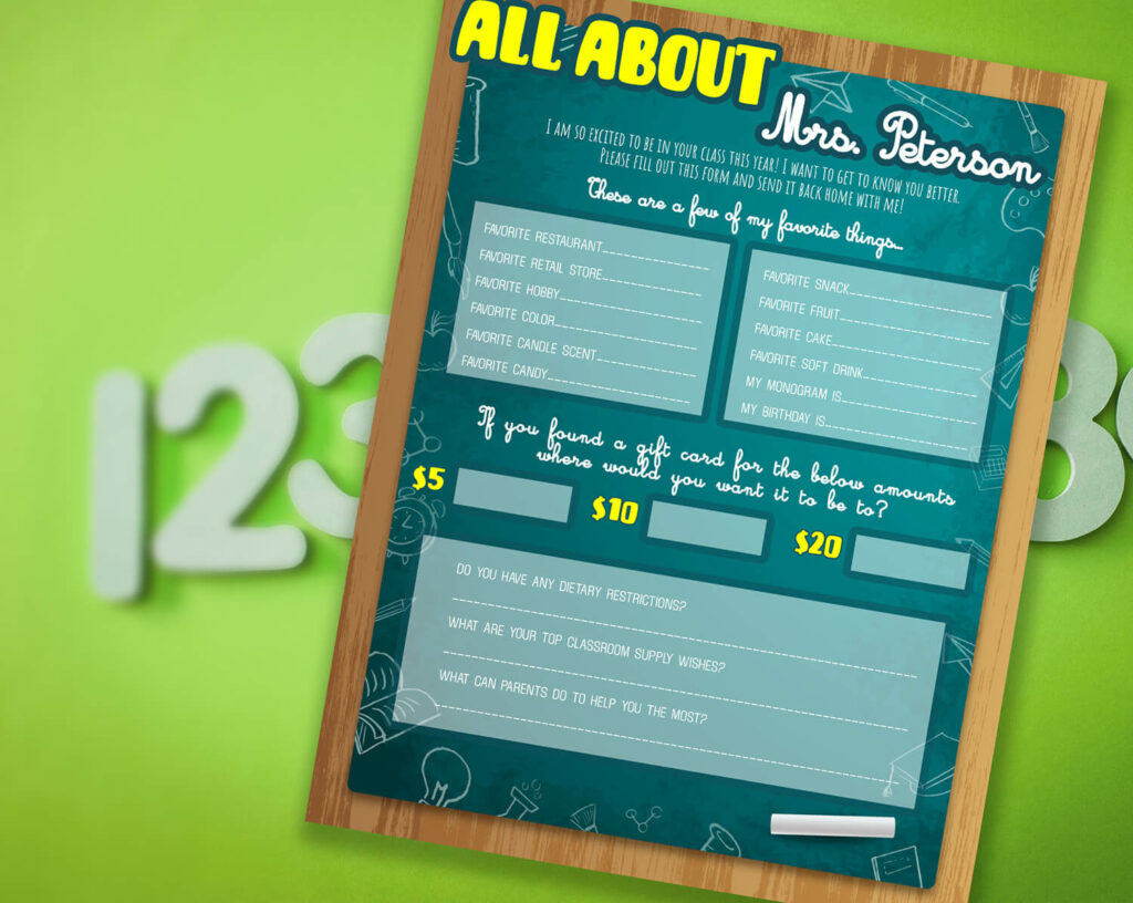 All about my Teacher Survey - Template Online