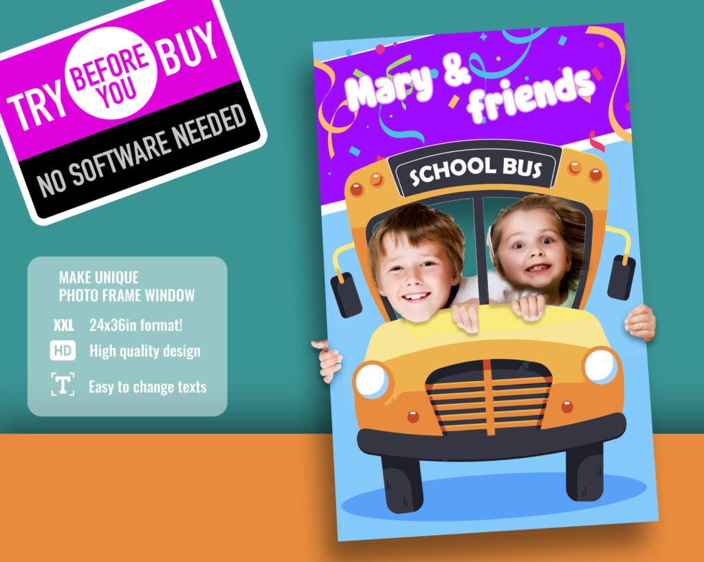 School Bus Photo frame Template Online